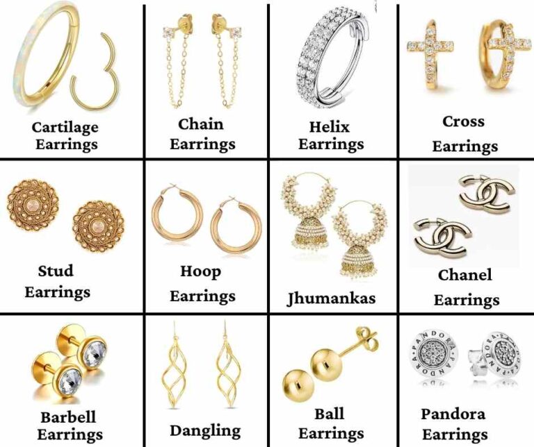 All 40+ Types of Earrings with Names and Pictures - Nose And Earrings